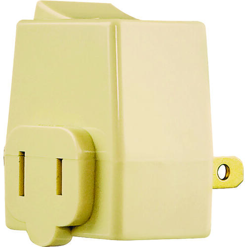 Eaton BP4404V Plug In Switch, 2 -Pole, 15 A, 120 V, 1 -Outlet, Ivory