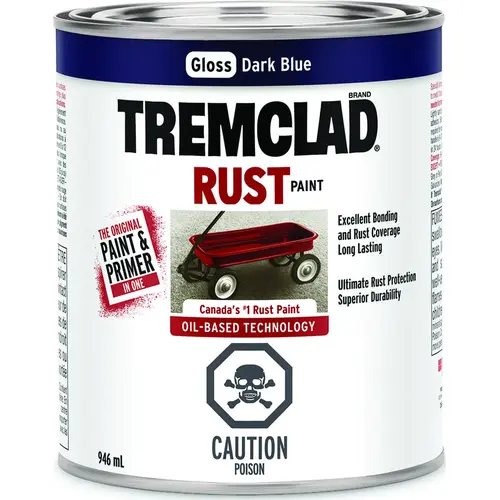 Rust-Oleum 254916-XCP2 TREMCLAD Rust Paint, Gloss, Dark Blue, 946 mL ...