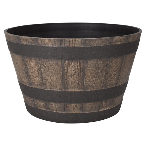 Landscapers Select PT-S022 Planter Barrel, 21 in Dia, Round, Whiskey ...