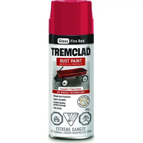 Rust-Oleum 27049B522 TREMCLAD Rust Spray Paint, Gloss, Fire Red, 340 g ...