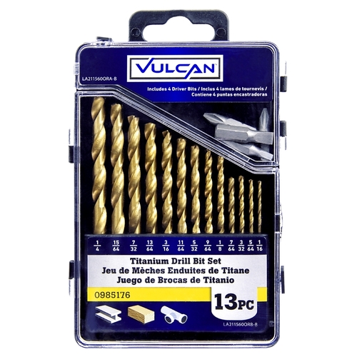 Vulcan 211560OR Carded Drill Bit Set, 13-Piece, High Speed Steel ...
