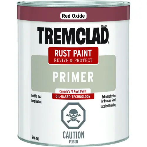 Rust-Oleum 254894 TREMCLAD Rust Primer, Flat, Red Oxide, 946 mL, Can ...