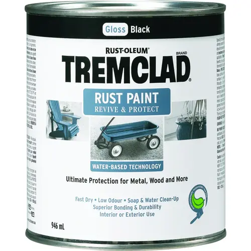 Rust-Oleum 26026WB504 TREMCLAD Rust Paint, Gloss, Black, 946 mL, Can ...