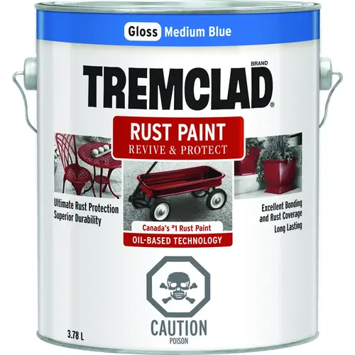 Rust-Oleum 27009X155-XCP2 TREMCLAD Rust Paint, Gloss, Blue, 3.78 L, Can ...