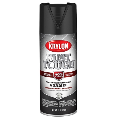 KRYLON K09267008 Rust Tough Enamel, Semi-Gloss, Black, 12 oz, Can
