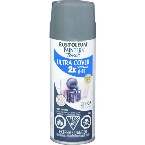 Rust-Oleum 253717 PAINTER'S Touch Spray Paint, Gloss, Dark Gray, 340 g ...
