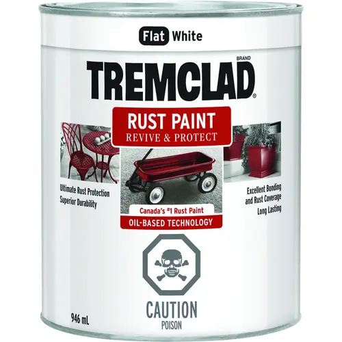 Rust-Oleum 254929 TREMCLAD Rust Paint, Flat, White, 946 mL, Can Buy Now