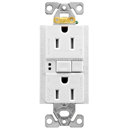 Eaton TRAFGF15W-K-L Duplex Receptacle Wallplate, 2 -Pole, 15 A, 125 V ...