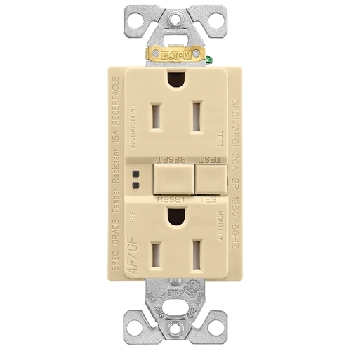 Eaton TRAFGF15V-K-L Duplex Receptacle Wallplate, 2 -Pole, 15 A, 125 V ...