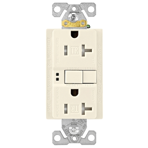 Eaton TRSGF20LA GFCI Duplex Receptacle, 2 -Pole, 20 A, 125 V, Back ...