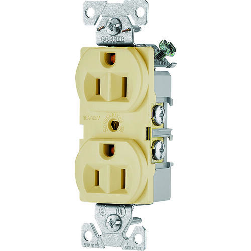 Eaton BR15V -SP Duplex Receptacle, 2 -Pole, 15 A, 125 V, Back, Side ...