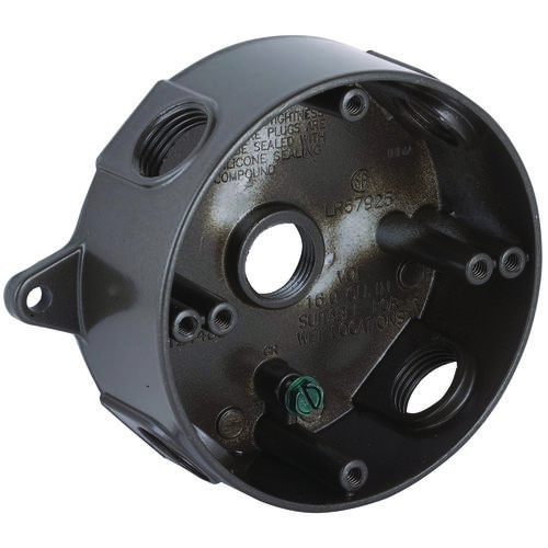 Hubbell 5361-7 Weatherproof Box, 5 -Outlet, Aluminum, Bronze, Powder ...