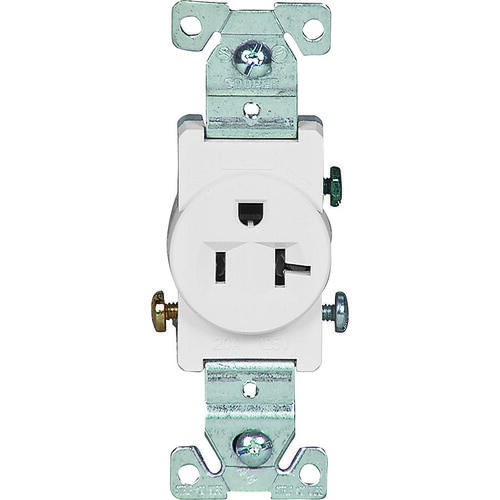 Eaton 1877W-BOX Single Receptacle, 2 -Pole, 125 V, 20 A, Side Wiring ...