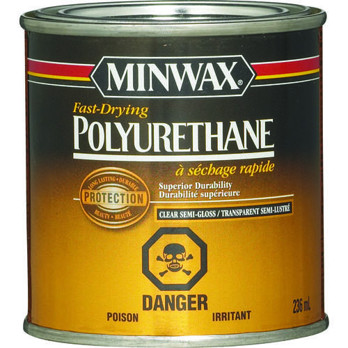 Minwax 305014444 Fast-Drying Polyurethane, Semi-Gloss, Liquid, Clear ...