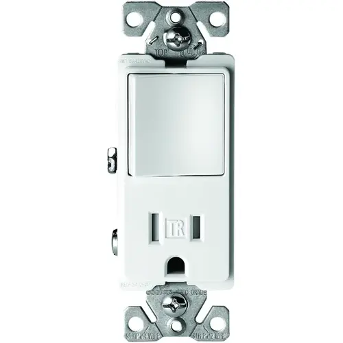 Eaton TR7730W Combination Switch/Receptacle, 1 -Pole, 15 A, 120/277 V ...