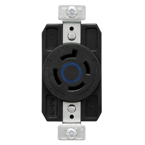Arrow Hart AHCL1520R Locking Single Receptacle, 3 -Pole, 250 VAC, 20 A ...