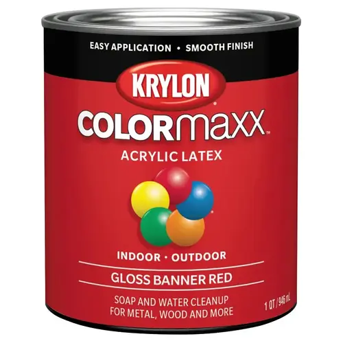 KRYLON K05616007 COLORmaxx Interior/Exterior Paint, Gloss, Banner Red ...