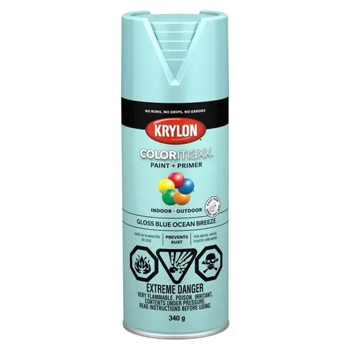 KRYLON 455060007 COLORmaxx Paint and Primer, Gloss, Ocean Blue, 12 oz ...
