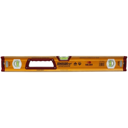 JOHNSON 1718-2400 Box Beam Level, 24 in L, 3-Vial, 2-Hang Hole ...