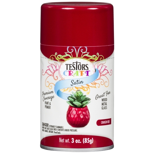 Testors 321205 Craft Paint, Satin, Crimson Red, 3 oz, Aerosol Can