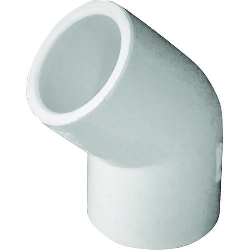 Lasco 417005BC BC Pipe Elbow, 1/2 in, Slip, 45 deg Angle, PVC, White ...