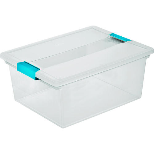 Sterilite 19658604 Clip Box, Plastic, Blue Aquarium/Clear, 14 in L, 11 ...