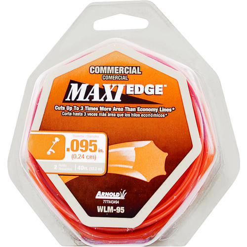 Arnold WLM-95 Maxi Edge Trimmer Line, 0.095 in Dia, 40 ft L, Polymer, Red