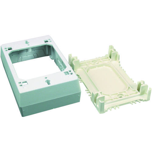 Wiremold NMW3 NMW Outlet Box, 1 -Gang, Plastic, White, Wall Mounting