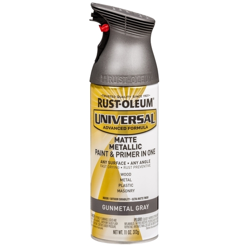 Rust-Oleum 353091 Universal Metallic Paint, Matte, Gunmetal Gray, 11 oz