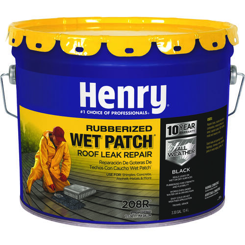 HENRY HE208R061 Wet Patch 208 Roof Cement, Black, Liquid, 3.5 gal Can