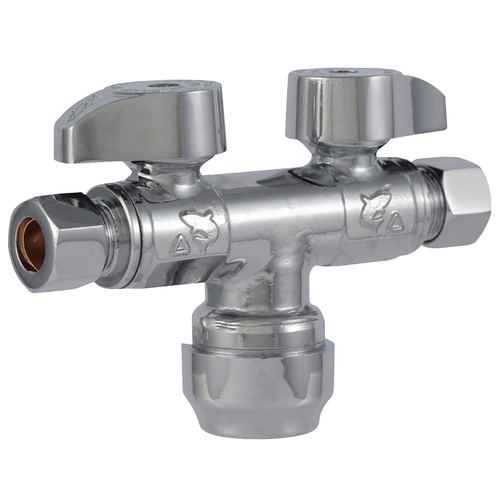 SharkBite SBDS123838 Dual Shut-Off Valve, 1/2 x 3/8 in Connection, Push ...