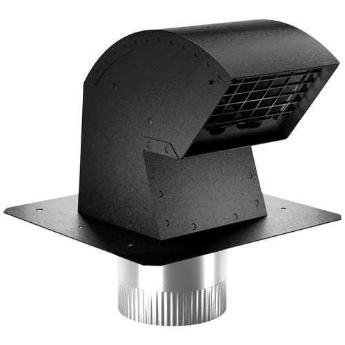 IMPERIAL VT0640 Imperial Roof Vent Cap, 4 in, Steel, Black