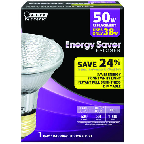 Feit Electric 38PAR20/QFL/ES Halogen Bulb, 38 W, Medium E26 Lamp Base ...