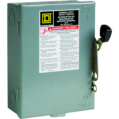 Square D D211NCP Safety Switch, 2 -Pole, 30 A, 120/240 V, DPST, Lug ...