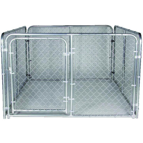 STEPHENS PIPE & STEEL LLC DKS16084 Silver Dog Kennel, 6 ft OAL, 8 ft ...