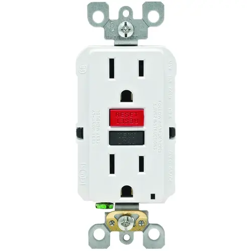 Leviton R72-GFNT1-0RW GFCI Duplex Receptacle, 2 -Pole, 15 A, 125 V ...