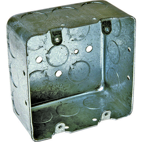 RACO 683 Square Box, 2 -Gang, 17 -Knockout, 1/2, 3/4 in Knockout, Steel ...