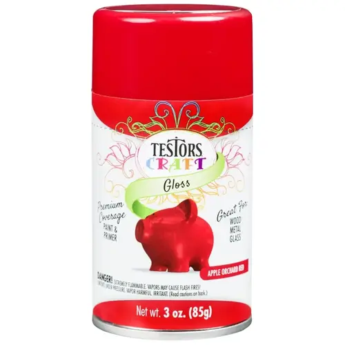 Testors 304354 Craft Paint, Gloss, Apple Orchard Red, 3 oz, Aerosol Can ...