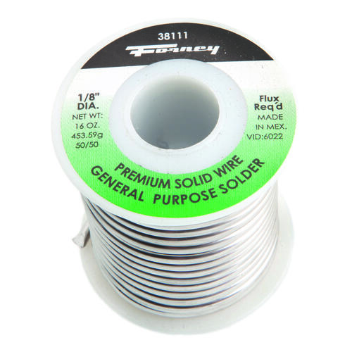 Forney 38111 Solder, 16 oz, Solid, Silver/White, 421 deg F Melting Point