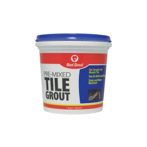 Red Devil 0424 Tile Grout, Paste, Ammonia, Mild Acrylic, White, 1 qt Tub