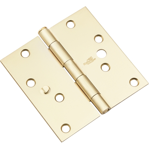 National Hardware N830-403 Door Hinge, Steel, Satin Brass, Flush, Removable Pin, Full-Mortise ...