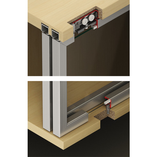 Hafele 405.00.007 Sliding Door Hardware, Hawa Clipo 26 GR IF, set for ...