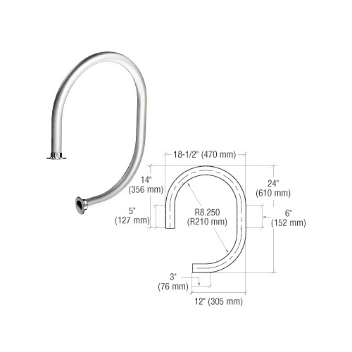 CRL CMSR20PS Polished Stainless 2" Counter Mount Service Rail
