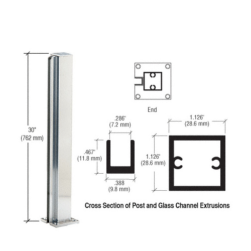 CRL D990BA30E Brite Anodized 30" End Design Series Partition Post