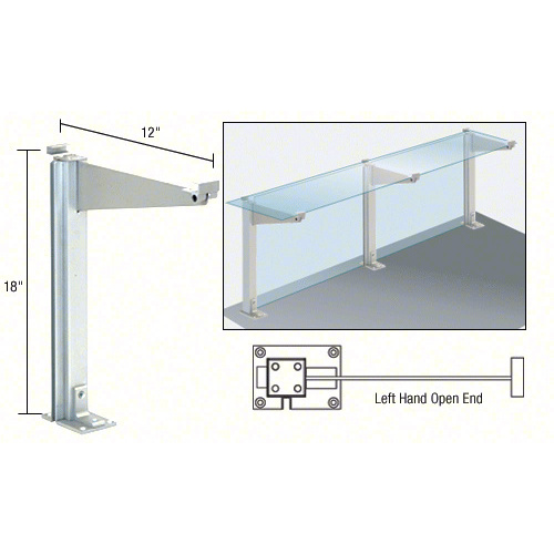 CRL D995BALH0E Brite Anodized 18" High Left Hand Open End Design Series ...