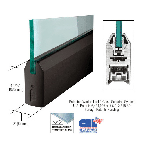 CRL DR4T0RB12C Oil Rubbed Bronze 1/2" Glass 4" Tapered Door Rail ...