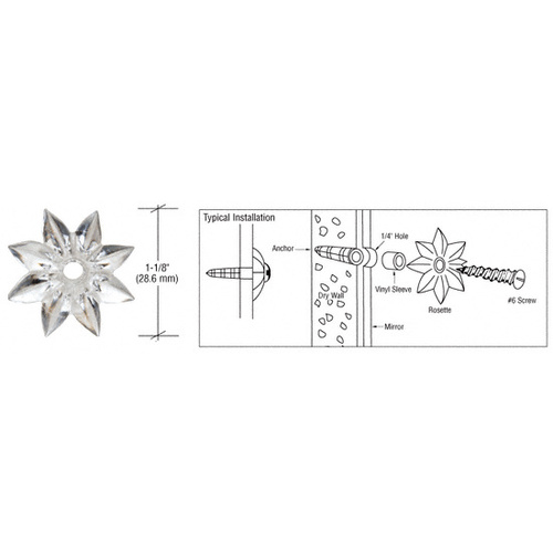 CRL F120-XCP100 Clear 1-1/8" Plastic Star Rosettes - pack of 100 Buy Now