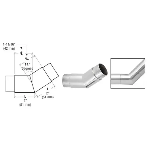 CRL ALUM-HR20APS-VCP-1 Polished Stainless 147 Degree Flush Angle for 2 ...