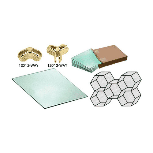 CRL HS5BR 5 Cube Hexagon Tempered Glass Displayer with Brass Connectors