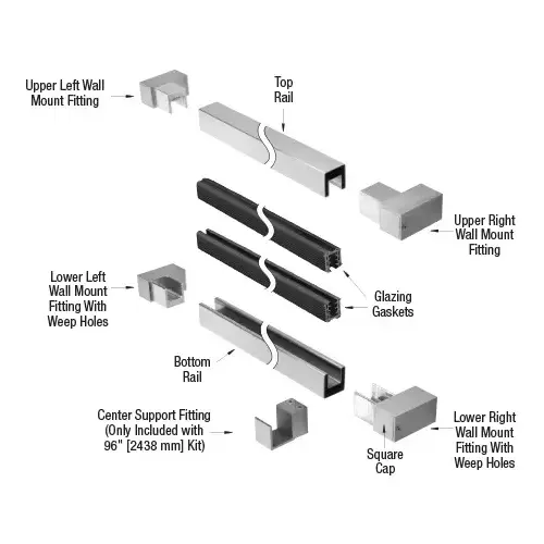 CRL JLS96BS 316 Brushed Stainless 96" Square Juliet Balcony Glass ...